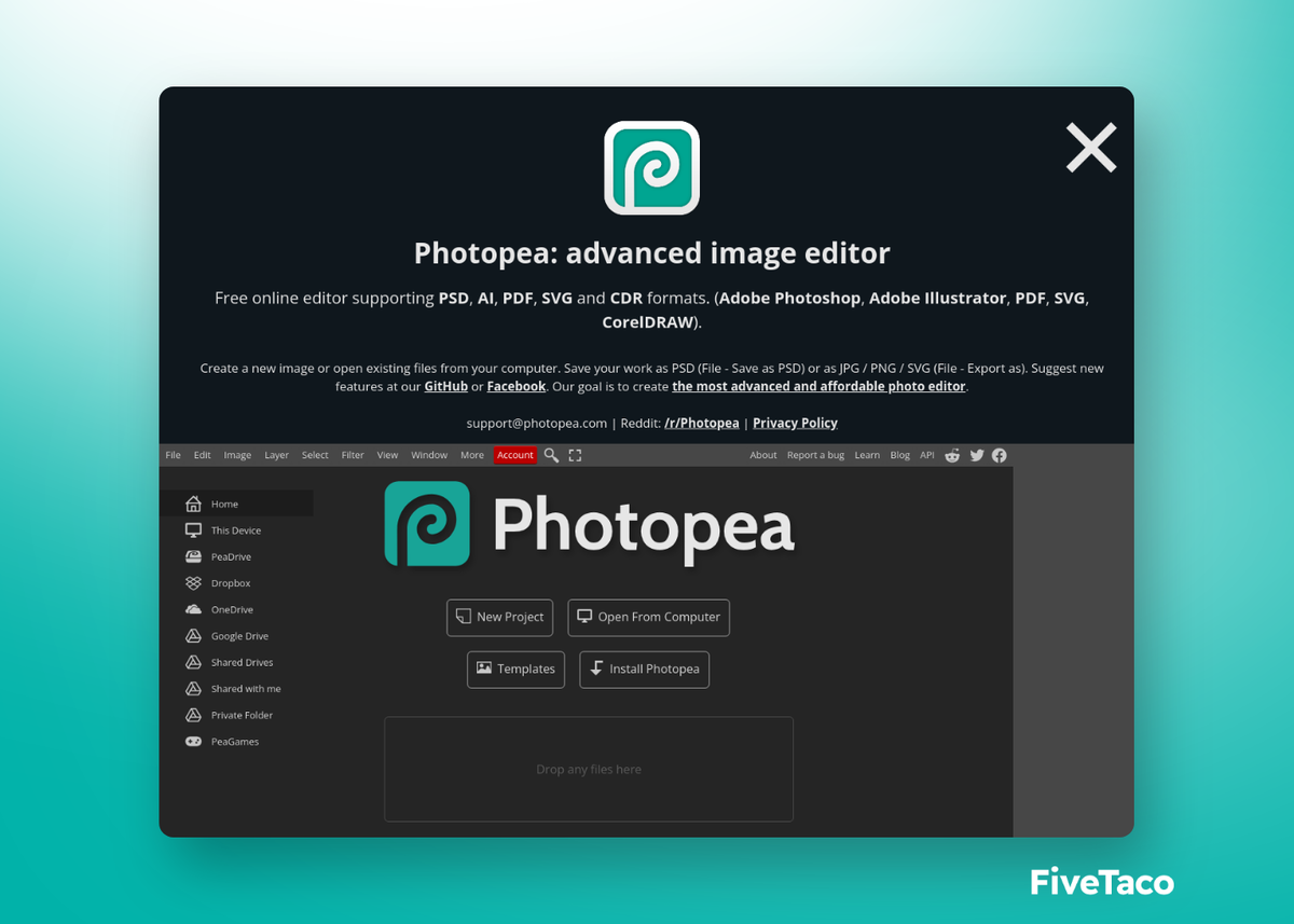 Photopea | FiveTaco