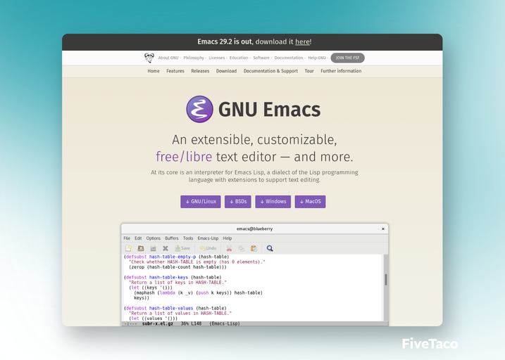 GNU Emacs | FiveTaco