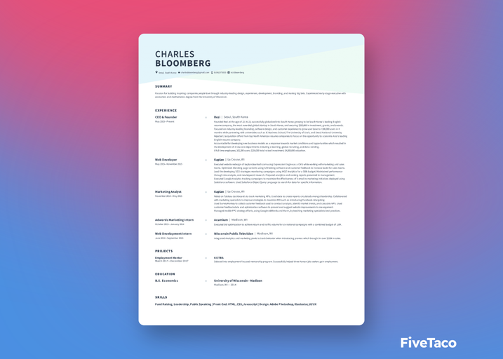 ResumeBuild | FiveTaco