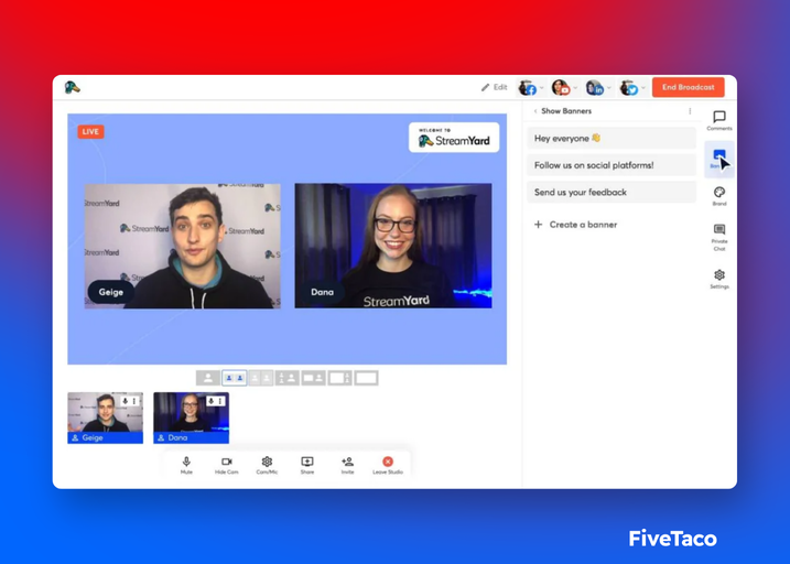 StreamYard | FiveTaco