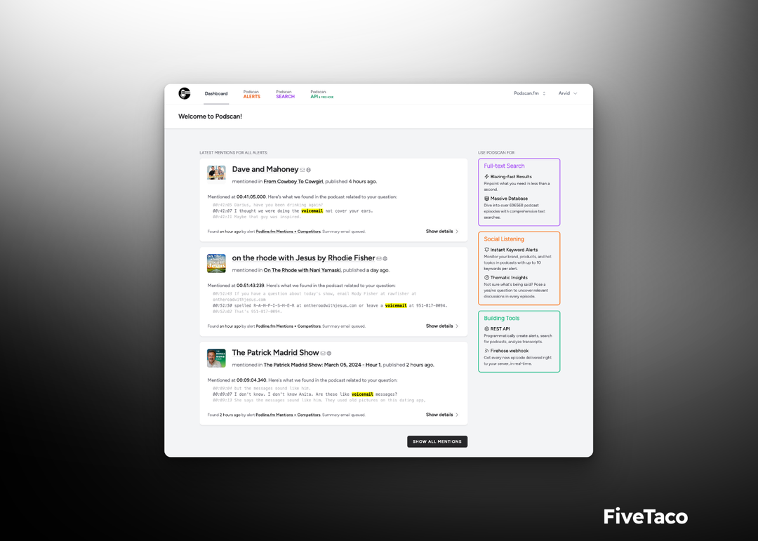 Podscan | FiveTaco