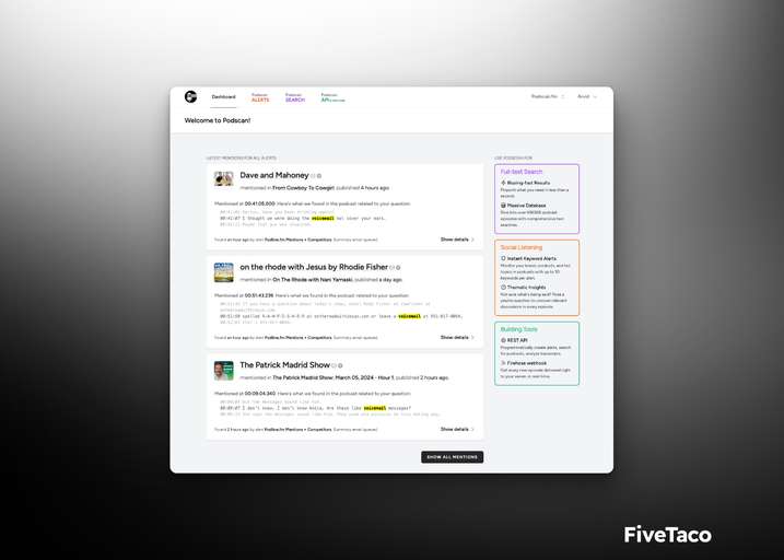 Podscan | FiveTaco