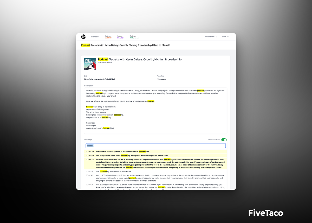 Podscan | FiveTaco