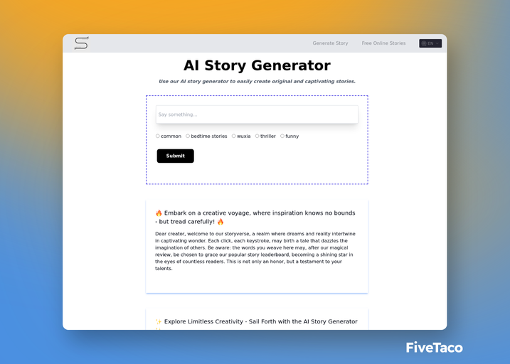 AI Story Generator | FiveTaco